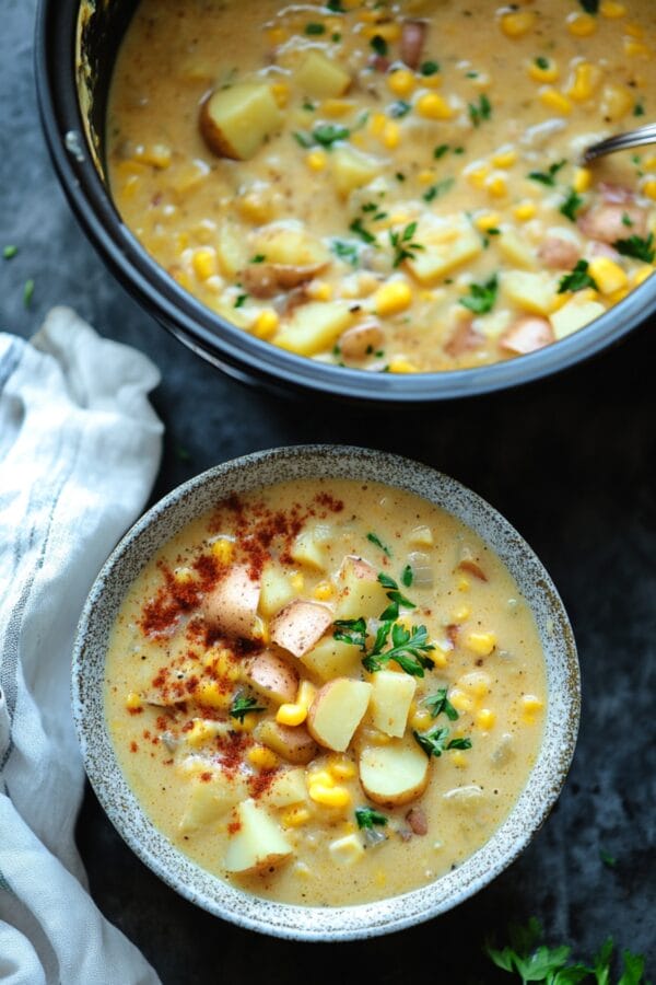 Cozy Up with This Creamy Slow Cooker Potato & Corn Chowder