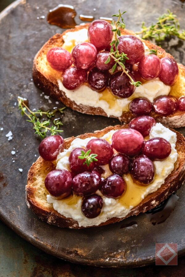 Easy Honey-Roasted Grape Ricotta Toast Delight