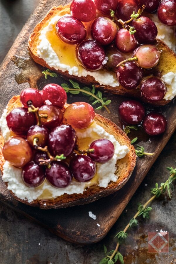 Easy Honey-Roasted Grape Ricotta Toast Delight