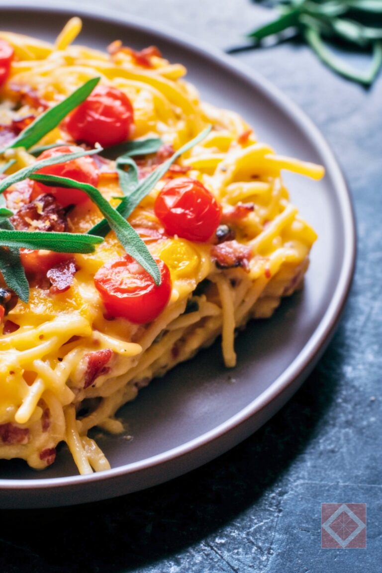 Savory Pasta Carbonara Torte with a Twist of Sage