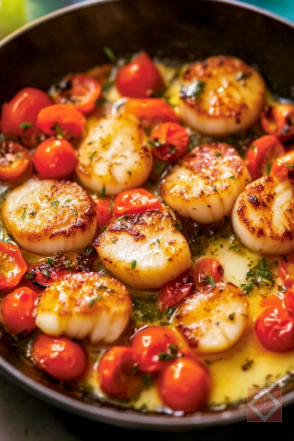 Mediterranean-Style Scallops with Burst Tomatoes