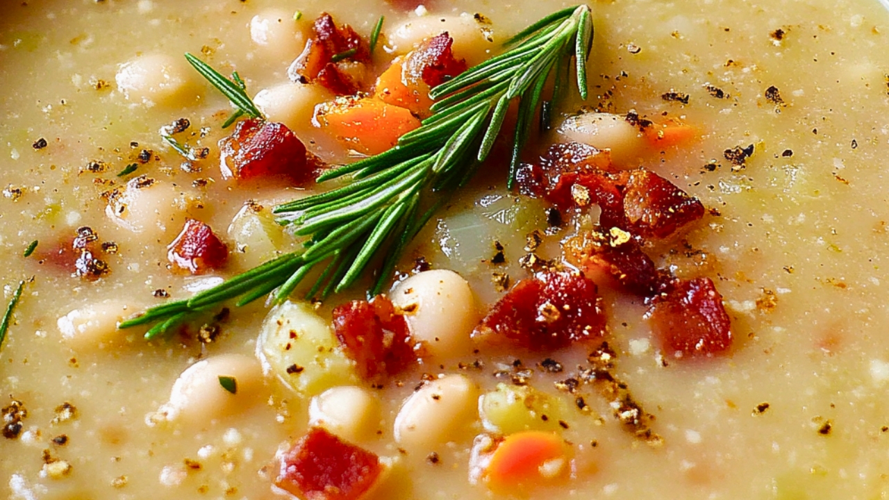 Easy White Bean Soup with Pancetta & Rosemary One Pot Recipe